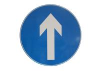 China White Arrow Round Aluminum Indication Board Danger Traffic Signs for sale