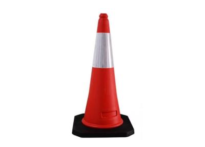 China 28 Inch Red Body Black Base PE Traffic Safety Cone for sale