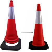 China 28 Inch Red Body Black Base PE Traffic Safety Cone for sale