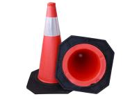 China White Reflective Tape Black Base 1m EVA Road Traffic Cone for sale