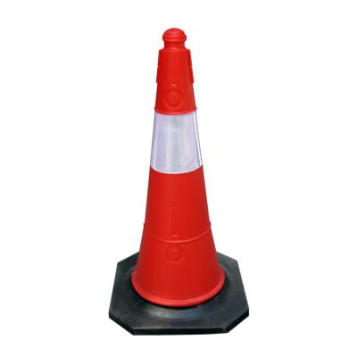 China 750mm Orange Reflective Warning Traffic Cone With Rubber Base for sale