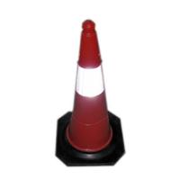 China 750mm Orange Reflective Warning Traffic Cone With Rubber Base for sale