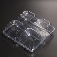 China 4 Compartment PET Food Container With Lid For Fresh Fruit And Vegetable for sale