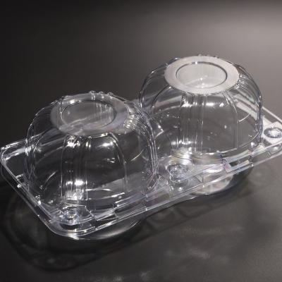 China Biodegradable Plastic Food Box Rectangular PET Food Container 2 Compartments for sale