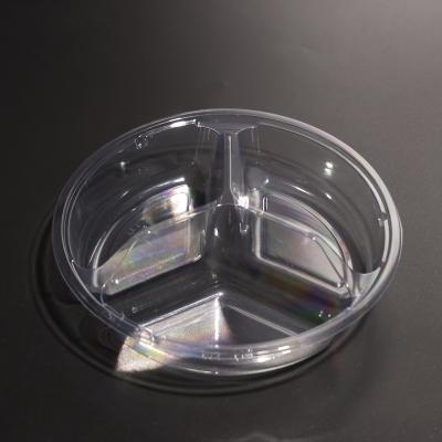 China 3 Compartment Plastic Food Plate Eco Friendly PET Food Tray Customized Color for sale