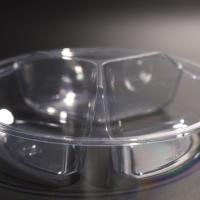 China BPA Free Clear Round 3 compartment PET Food Tray Multi Purpose With Cold Food for sale