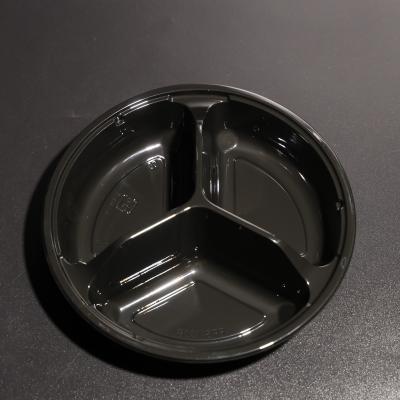 China OEM Round Plastic Plates With Compartments Disposable PET Food Tray Custom Color for sale