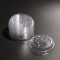China PET Leak-proof Clear BPA Free Plastic Cup Flat Lid Fit For Juice Cup for sale