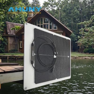China 50W 22V ETFE Black Flexible Solar Panel – Thin Lightweight Semi-Flexible Monocrystalline PERC Solar Cell for Marine, RV, Boat, Camping, Tent, Battery Charging for sale
