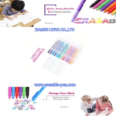 China Nontoxic Ink Erasable Gel Pen with Colorful Rubber Eraser 0.5mm Fine Point for sale