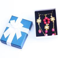 China Handmade Natural Crystal Beaded Necklace & Earring Set with 8MM Round Gemstones and Copper Gold Plating for sale