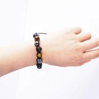 China Adjustable Handmade Braided Rope Bracelet with 4-12mm Natural Gemstone Beads - Tiger's Eye, Hematite, Black Obsidian Options for sale