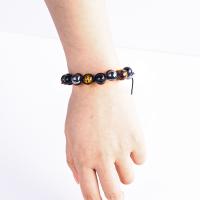 China Adjustable Handmade Braided Rope Bracelet with 4-12mm Natural Gemstone Beads - Tiger's Eye, Hematite, Black Obsidian Options for sale