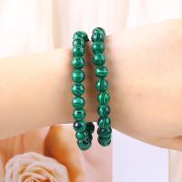 China Natural Malachite Bead Bracelet 4-12mm Sizes with Custom Elastic Band and Gift Packaging Options for sale