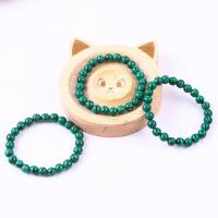 China Natural Malachite Bead Bracelet 4-12mm Sizes with Custom Elastic Band and Gift Packaging Options for sale