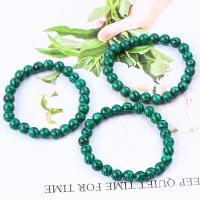 China Natural Malachite Bead Bracelet 4-12mm Sizes with Custom Elastic Band and Gift Packaging Options for sale
