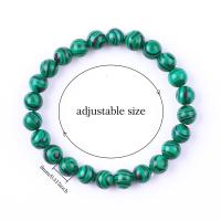 China Natural Malachite Bead Bracelet 4-12mm Sizes with Custom Elastic Band and Gift Packaging Options for sale