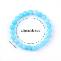 China Natural Aquamarine Healing Bracelet 8mm Beads Handmade Elastic Gemstone Jewelry OEM for sale