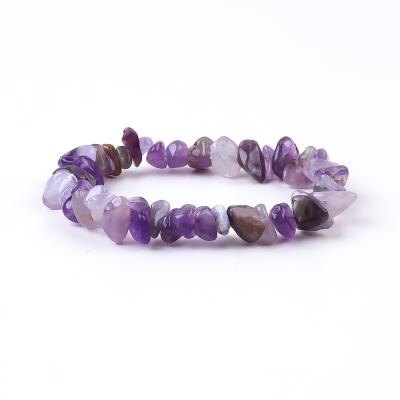 China Natural Amethyst Irregular Chips Stone Bracelet Handmade Healing Energy Jewelry 8mm for sale