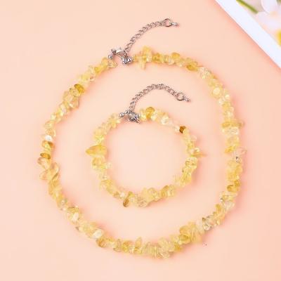 China Handmade Adjustable Natural Gemstone Chip Bracelet Necklace Set Irregular Crystal Healing Energy Jewelry Kit 100pcs for sale