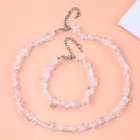 China Handmade Adjustable Natural Gemstone Chip Bracelet Necklace Set Irregular Crystal Healing Energy Jewelry Kit 100pcs for sale