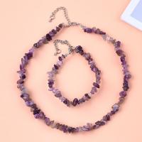 China Handmade Adjustable Natural Gemstone Chip Bracelet Necklace Set Irregular Crystal Healing Energy Jewelry Kit 100pcs for sale