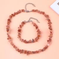 China Handmade Adjustable Natural Gemstone Chip Bracelet Necklace Set Irregular Crystal Healing Energy Jewelry Kit 100pcs for sale