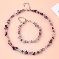 China Handmade Adjustable Natural Gemstone Chip Bracelet Necklace Set Irregular Crystal Healing Energy Jewelry Kit 100pcs for sale