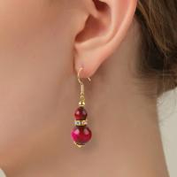 China 10mm Natural Quartz Crystal Beaded Earrings with Rose Red Tiger Eye Gemstones - OEM Custom Jewelry for sale