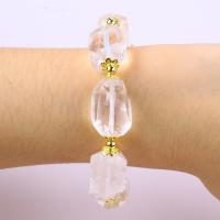 China Handmade Clear Quartz Bracelet 22cm Adjustable Natural Stone Jewelry with Pearl Charms for Gifts and Daily Wear for sale