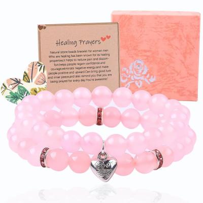 China Natural Rose Quartz Gemstone Bead Bracelet 8mm Healing Energy Jewelry Customizable for sale