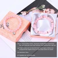 China Natural Rose Quartz Gemstone Bead Bracelet 8mm Healing Energy Jewelry Customizable for sale