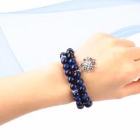 China Natural Blue Tiger Eye Gemstone Bracelet 8mm Round Beads Healing Energy Handmade Jewelry for sale