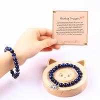China Natural Blue Tiger Eye Gemstone Bracelet 8mm Round Beads Healing Energy Handmade Jewelry for sale