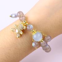 China Natural 8mm Labradorite Amethyst Gemstone Bracelet with Bear Charm for Energy Balancing and Daily Wear for sale