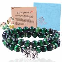 China Handmade Green Tiger Eye Bead Bracelet 10mm Natural Gemstone Healing Jewelry for sale