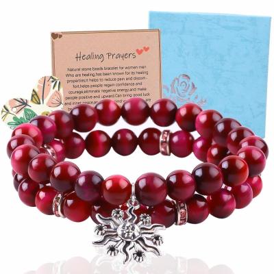 China Handmade 8mm Red Tiger's Eye Natural Gemstone Bracelet - 4/6/8/10/12mm Custom Sizes - 100 Pieces Available for sale