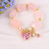 China Handmade Rose Quartz Bracelet 21cm Adjustable Natural Stone Jewelry with Pearl Charms for Gifts and Daily Wear for sale