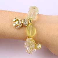 China Handmade Natural Citrine Gemstone Bracelet 23cm Adjustable Charm Jewelry with Gift Box Packaging for sale