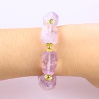 China Handmade Amethyst Gemstone Bracelet 22.5cm Adjustable with Natural Stones and Pearl Charms for Gifts for sale