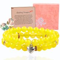China 8mm Elastic Round Yellow Jade Gemstone Bead Bracelet - Custom Sizes 4-12mm, 100pcs MOQ, OEM ODM Service for sale