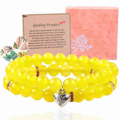 China 8mm Elastic Round Yellow Jade Gemstone Bead Bracelet - Custom Sizes 4-12mm, 100pcs MOQ, OEM ODM Service for sale