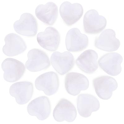 China 0.8 Inch Heart Shaped Clear Quartz Crystal Worry Stone - 20mm Natural Gemstone for Jewelry Making and Spiritual Healing for sale