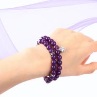 China Handmade Amethyst Gemstone Bead Bracelet 4/6/8/10/12mm Round Shape Natural Stone Healing Energy Jewelry for sale