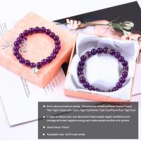 China Handmade Amethyst Gemstone Bead Bracelet 4/6/8/10/12mm Round Shape Natural Stone Healing Energy Jewelry for sale