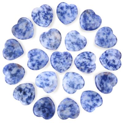 China 0.8 Inch Heart Shaped Blue Dot Healing Crystals - 20mm Natural Stone for Jewelry Making and Decor for sale