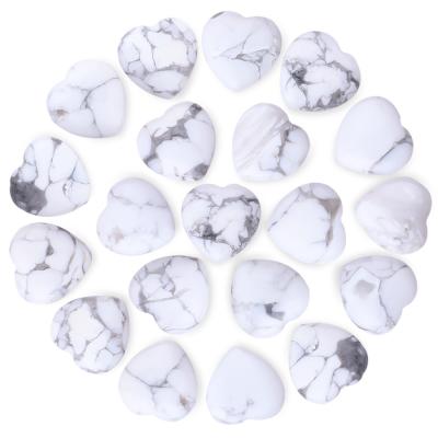 China White Turquoise Heart Shaped Healing Stones 0.8 Inch 20mm for Jewelry Making and Home Decor - 3g Each for sale