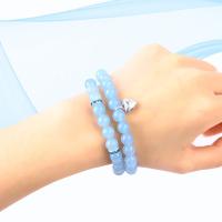 China 8mm Aquamarine Gemstone Bracelet - Natural Stone Beads 4-12mm Custom Sizes with Elastic Band Design for sale