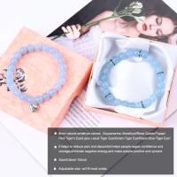 China 8mm Aquamarine Gemstone Bracelet - Natural Stone Beads 4-12mm Custom Sizes with Elastic Band Design for sale