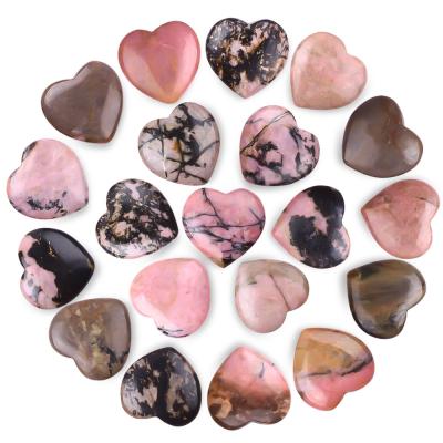 China Natural Rhodonite Heart Shaped Crystals 0.8 inch 20mm for Jewelry Making and Decoration - 3g Each for sale